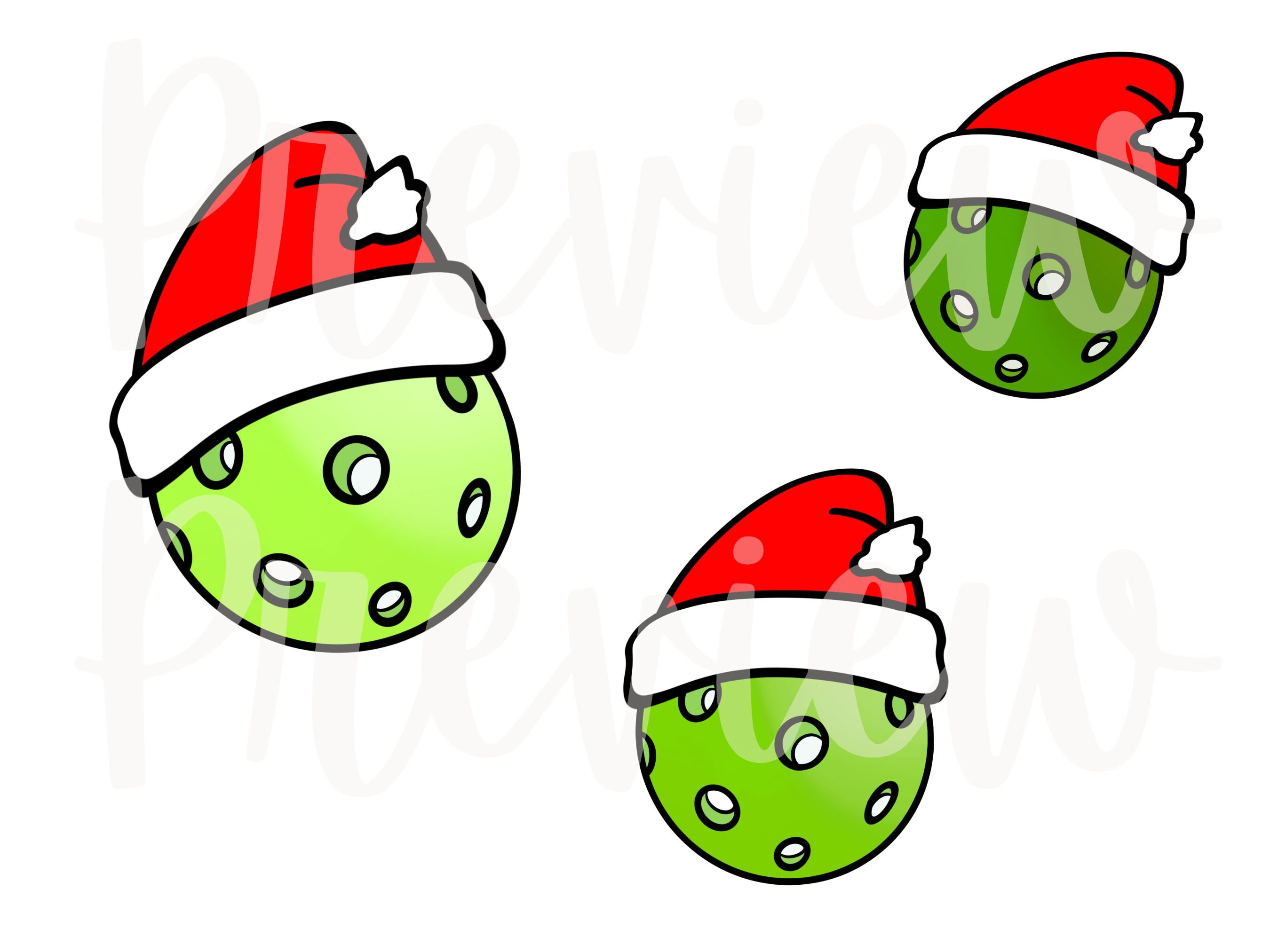 Santa Pickleball Clip Art for Commercial Use PNG Files Pickle Balls in ...