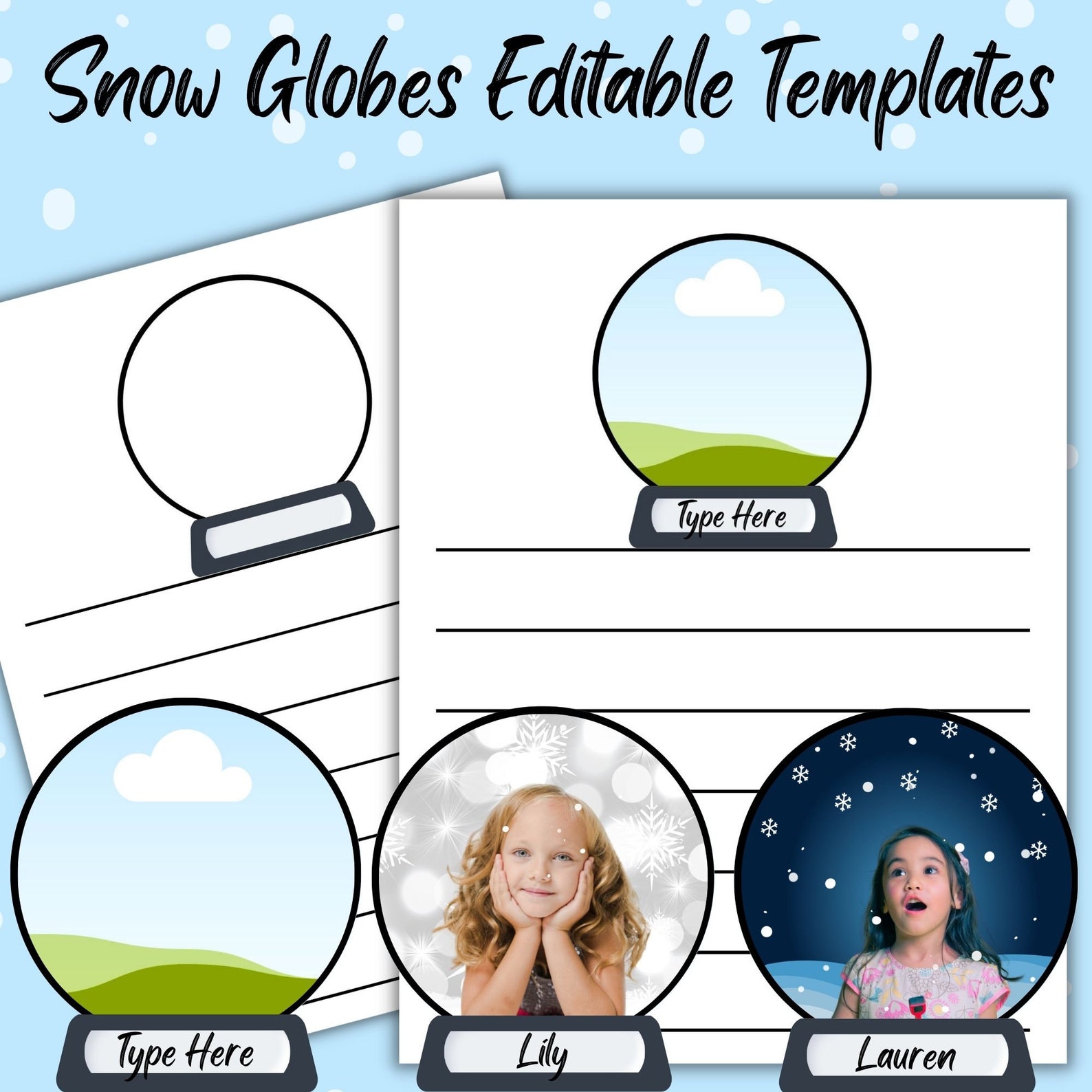 Winter Snow Globe Template Editable on Canva Photo Ornament Gift or ...