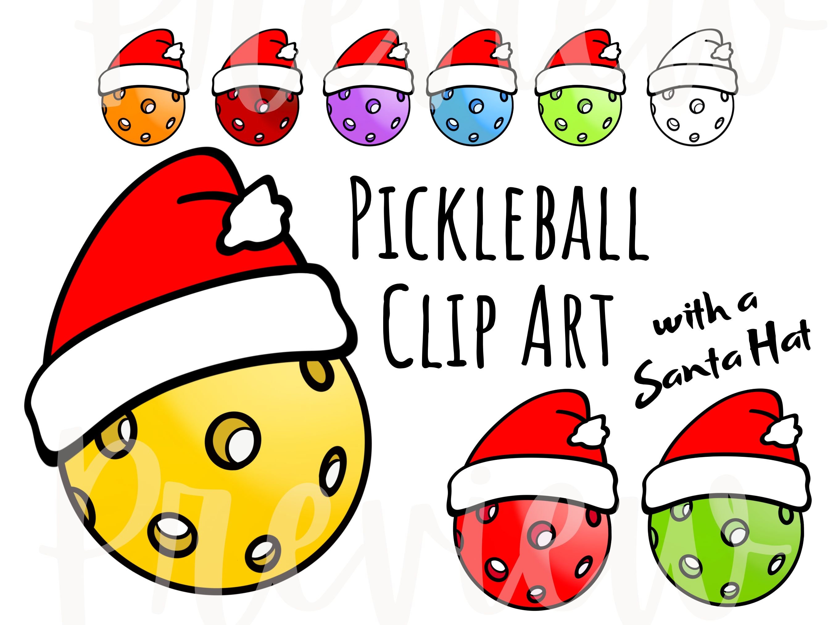 Santa Pickleball Clip Art for Commercial Use PNG Files Pickle Balls in ...