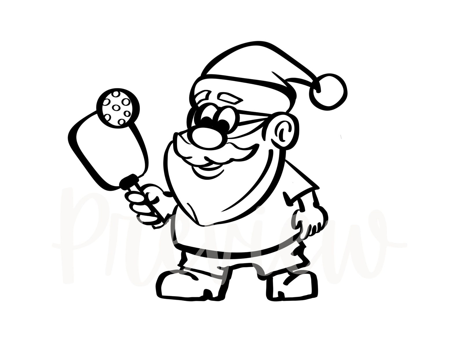 Funny Pickleball Clip Art of Santa Playing Pickleball With a Paddle and ...