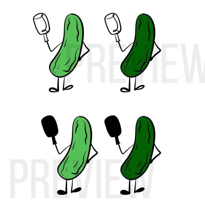 Funny Pickleball Clipart With Simple Pickle Drawings in Different ...