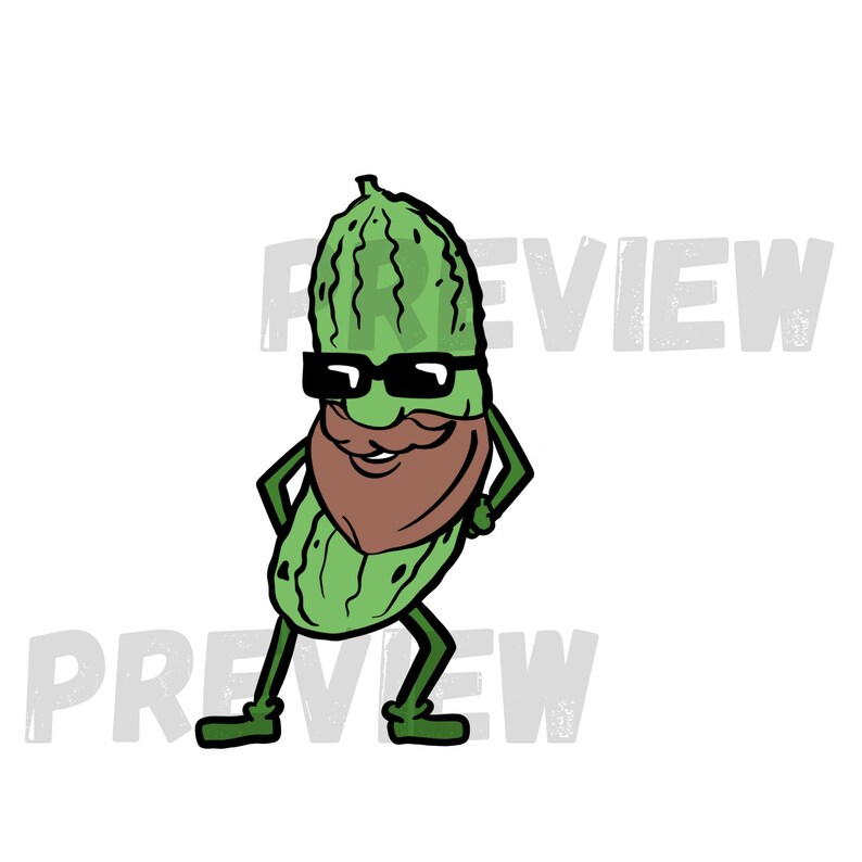 Bearded Pickle Clip Art With Mustache and Beard Options for Commercial Use PNG and JPEG Files ...