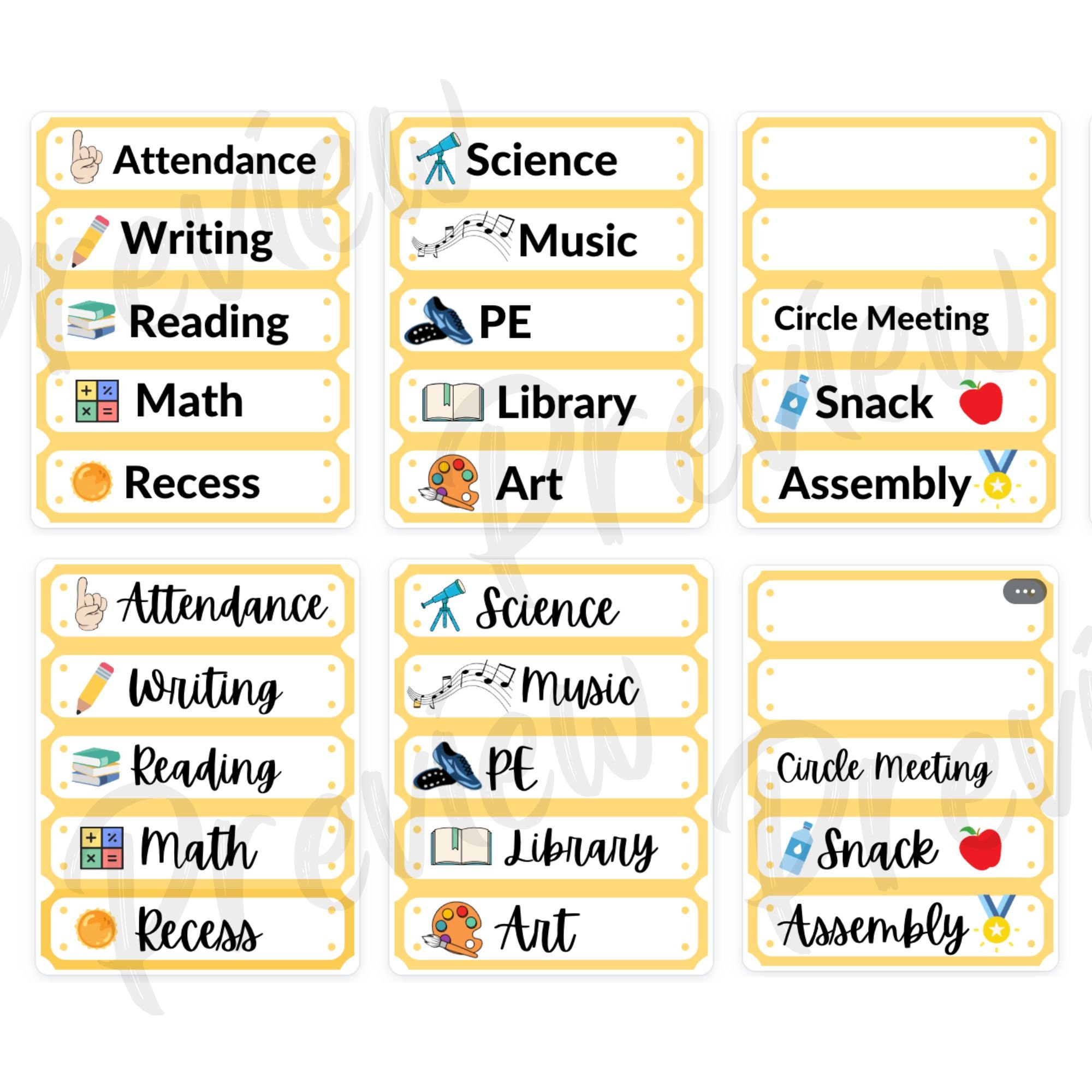 Classroom Schedule Cards Template Editable on Canva Daily Schedule With ...