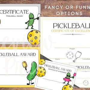 Pickleball Award Bundle With Fancy Certificate or Funny Pickle Players ...