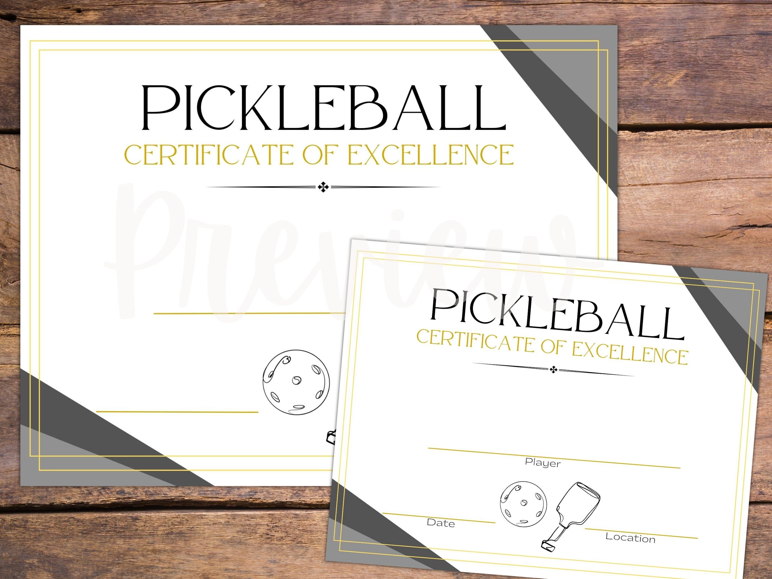 Pickleball Award Certificate of Excellence: A Fancy Award Style With ...