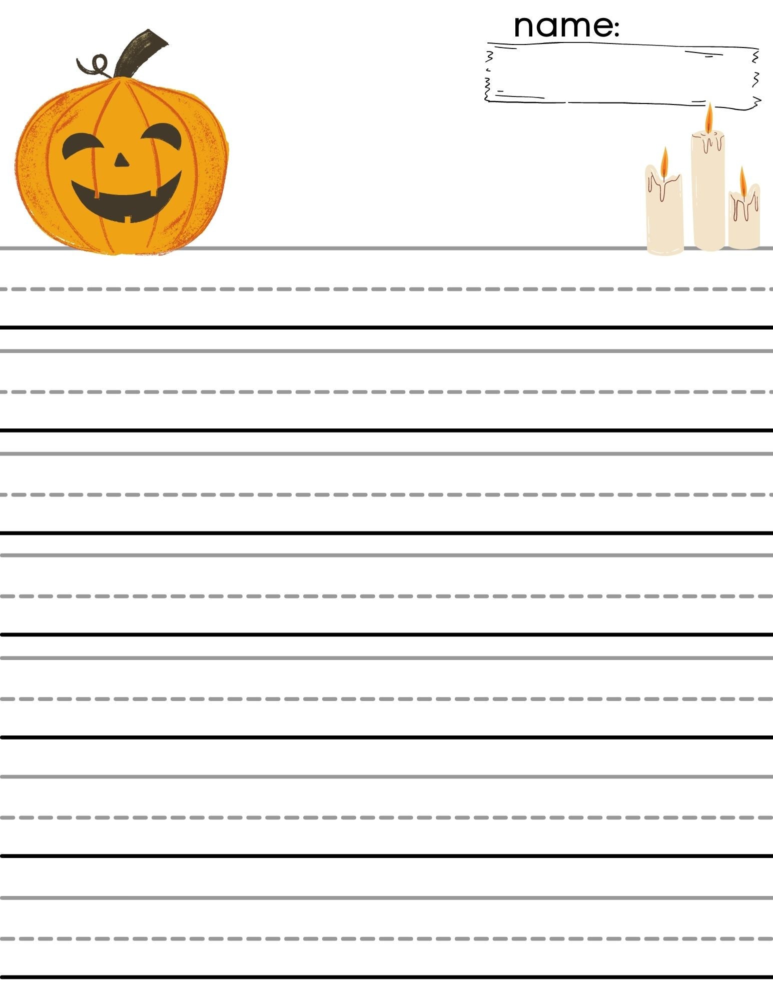Halloween Paper With Levels of Lined Writing Paper With Spooky Designs ...