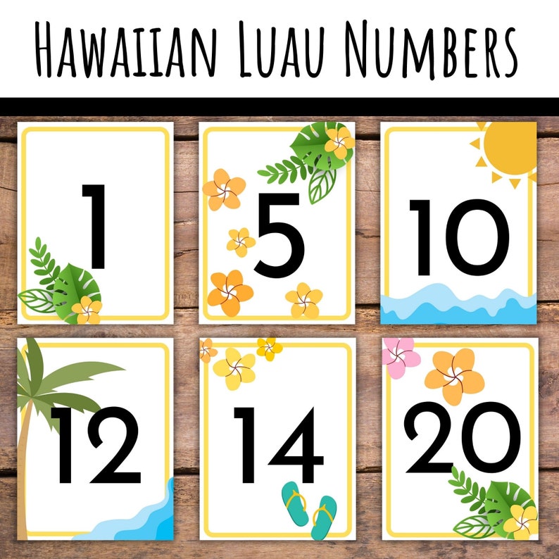 Hawaiian Classroom Decor Days of the Week Hawaii Numbers Schedule Cards ...