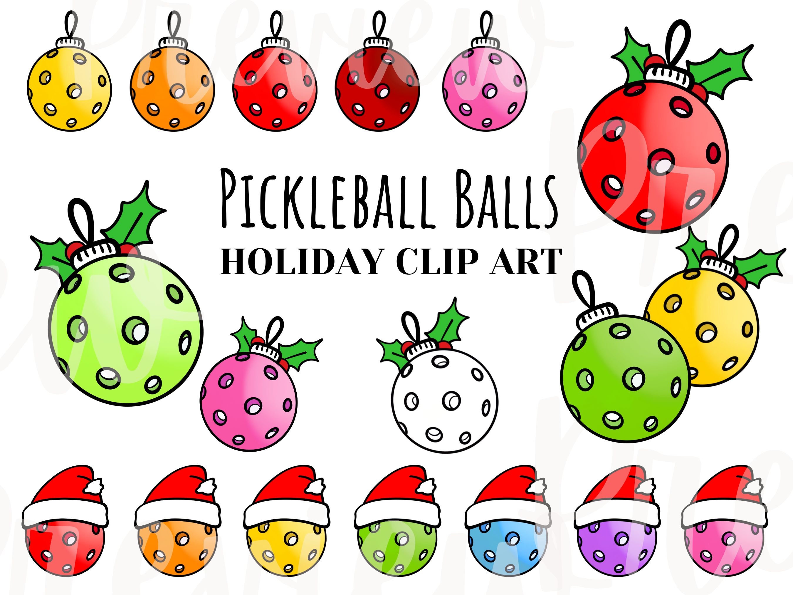 Holiday Pickleball Clip Art Bundle for Commercial Use With PNG Files ...