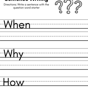 Printable Handwriting Worksheets With Question Sentences and Who, What ...