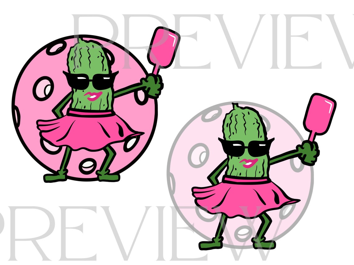Pickle Playing Pickleball Clip Art Pack With Feminine Pickle Player In