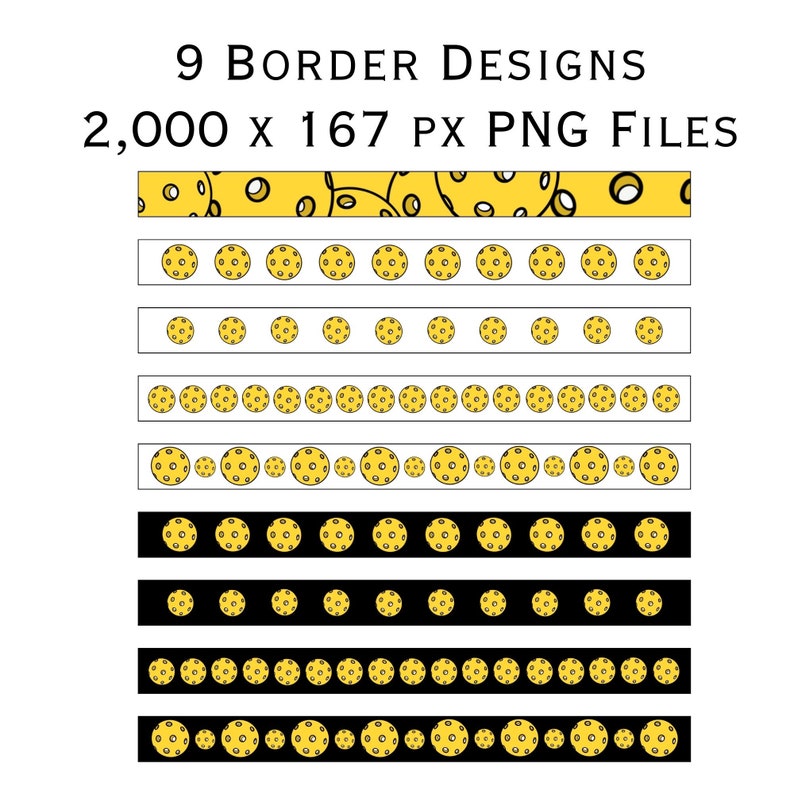 Horizontal Pickleball Borders for Personal or Commercial Use PNG Files ...