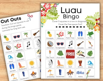 Luau Bingo Hawaiian Bingo Hawaii Bingo Tropical Bingo Luau - Etsy