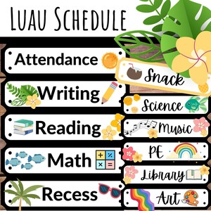 Hawaiian Classroom Decor Days of the Week Hawaii Numbers Schedule Cards ...