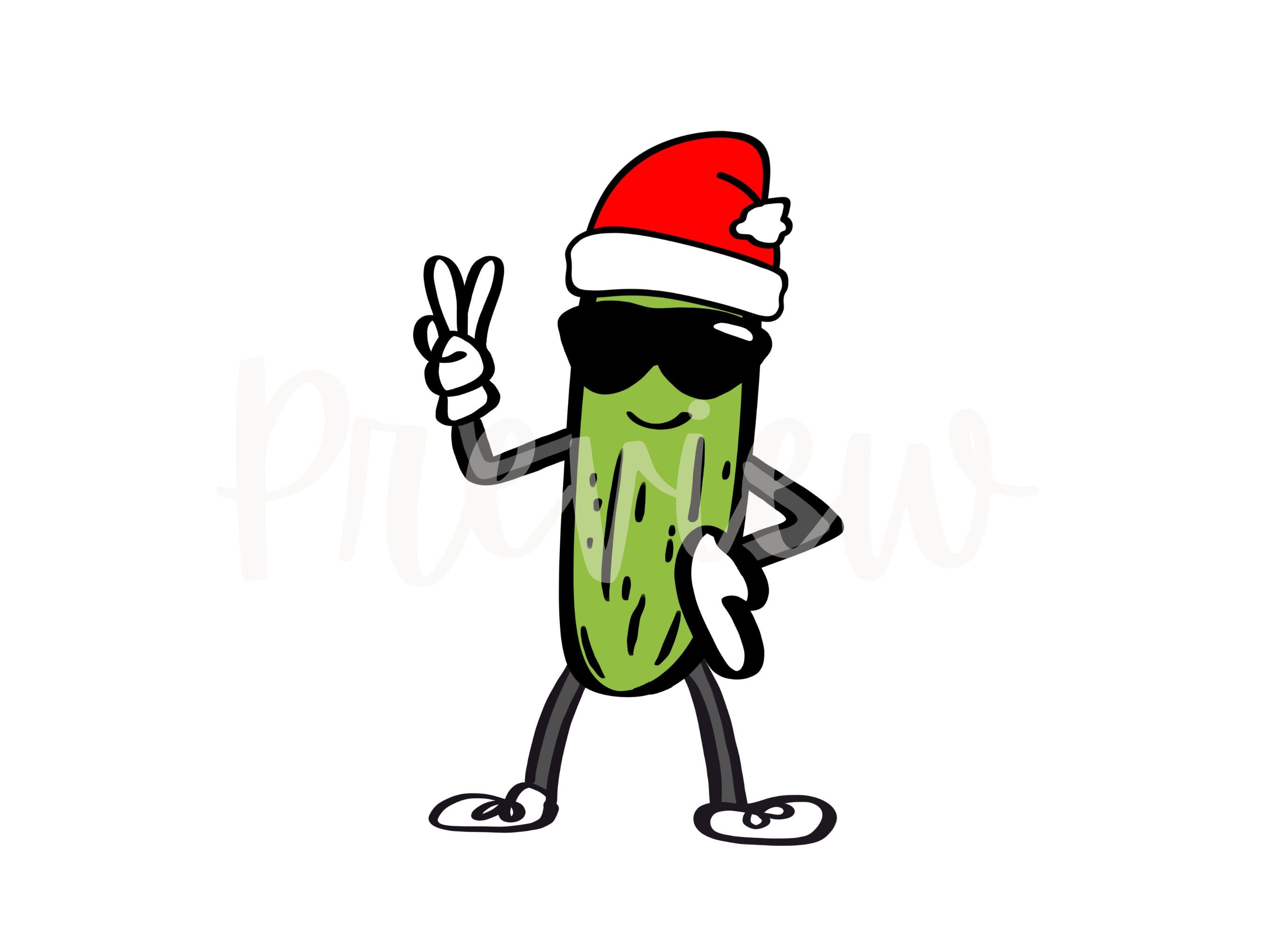 Pickle Art With a Peace Sign, Pickleball Paddle and Santa Hat for Fun ...