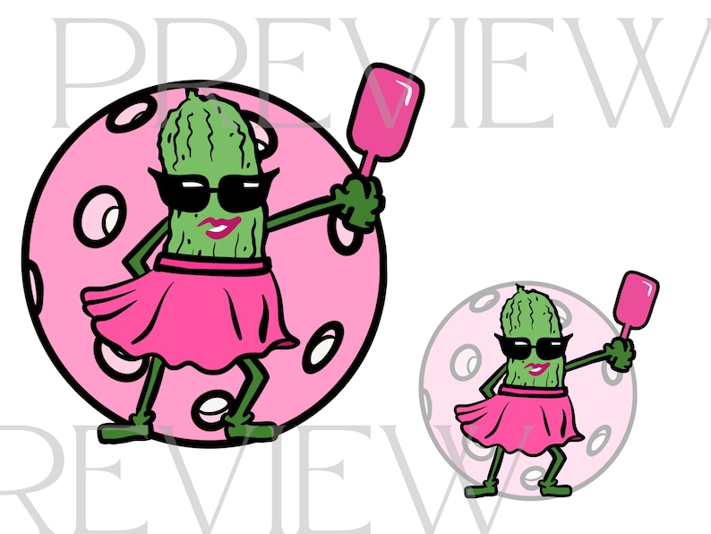 Pickle Playing Pickleball Clip Art Pack With Feminine Pickle Player in ...
