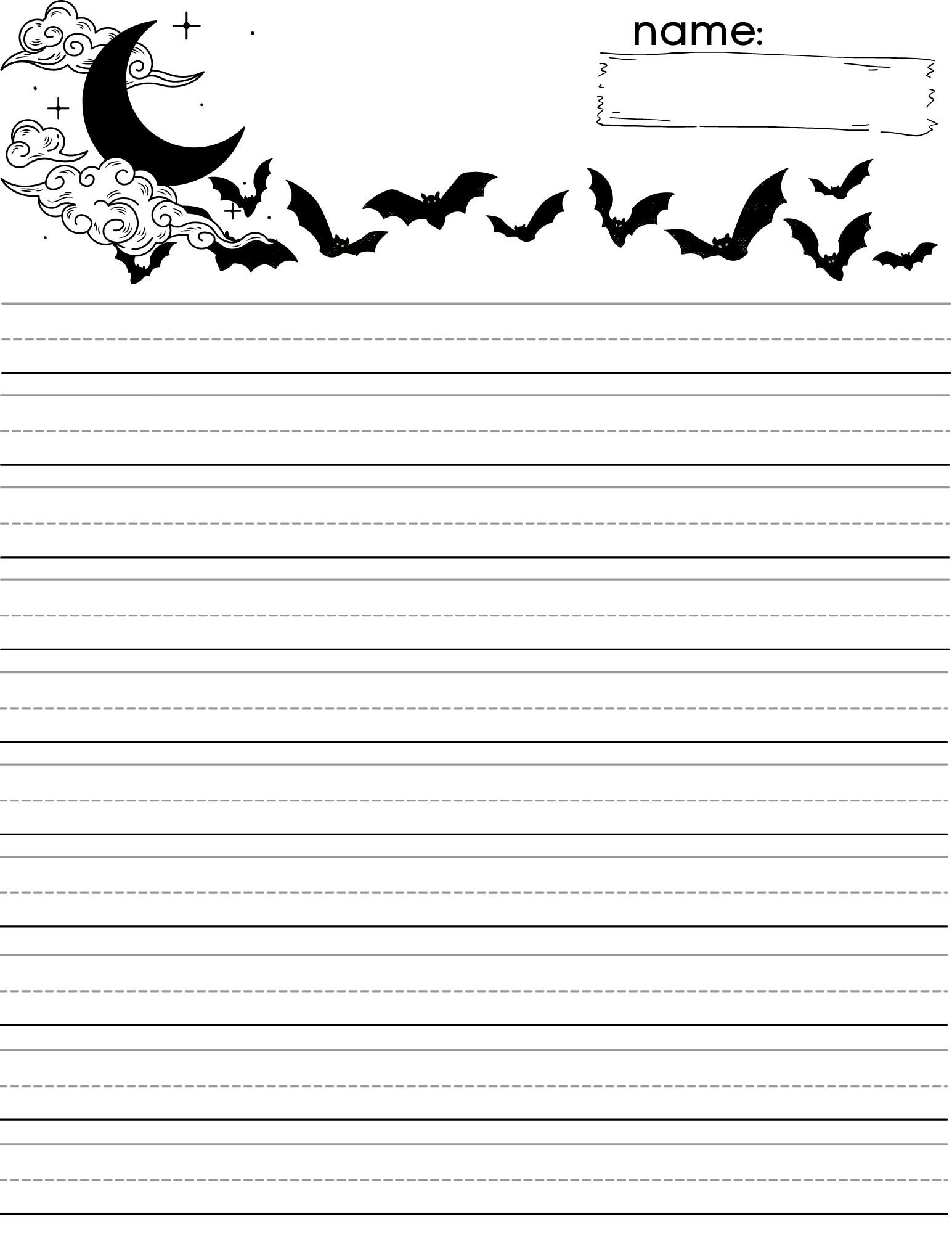 Halloween Paper With Levels of Lined Writing Paper With Spooky Designs ...