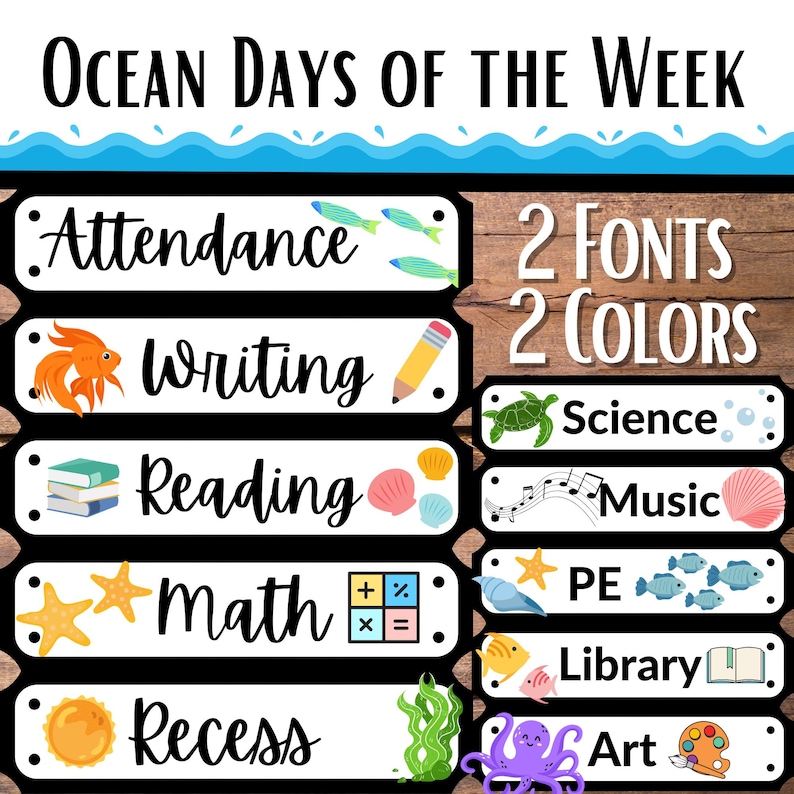Under the Sea Ocean Classroom Decor With Days of the Week Ocean Number ...