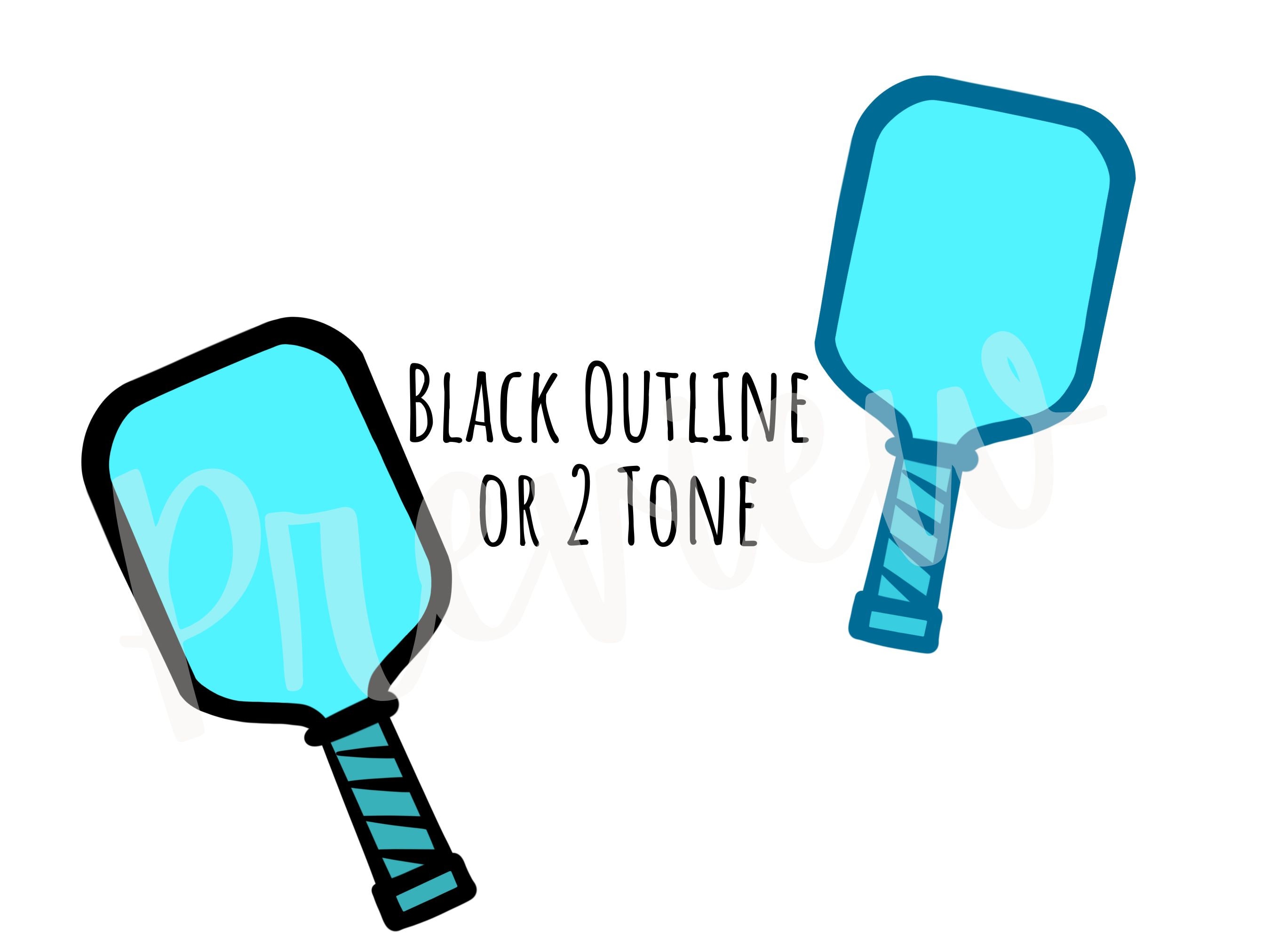 Pickle Ball Paddles in Rainbow Colors and Outlines Pickleball Clip Art ...