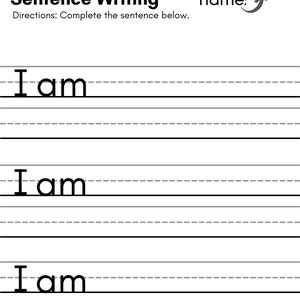Printable Sentence Worksheets, Affirmation Sentences for K-2nd ELA ...