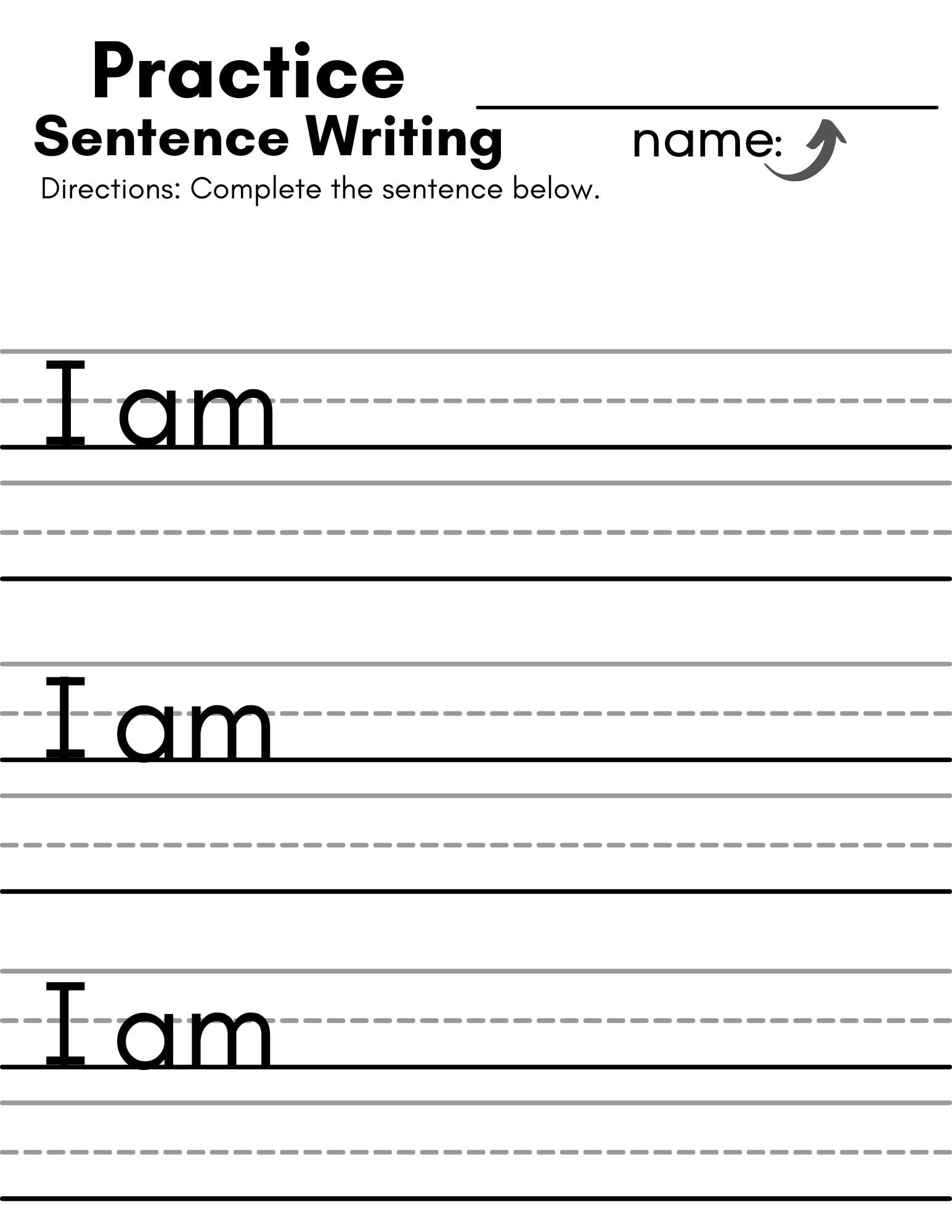Printable Sentence Worksheets, Affirmation Sentences for K-2nd ELA ...