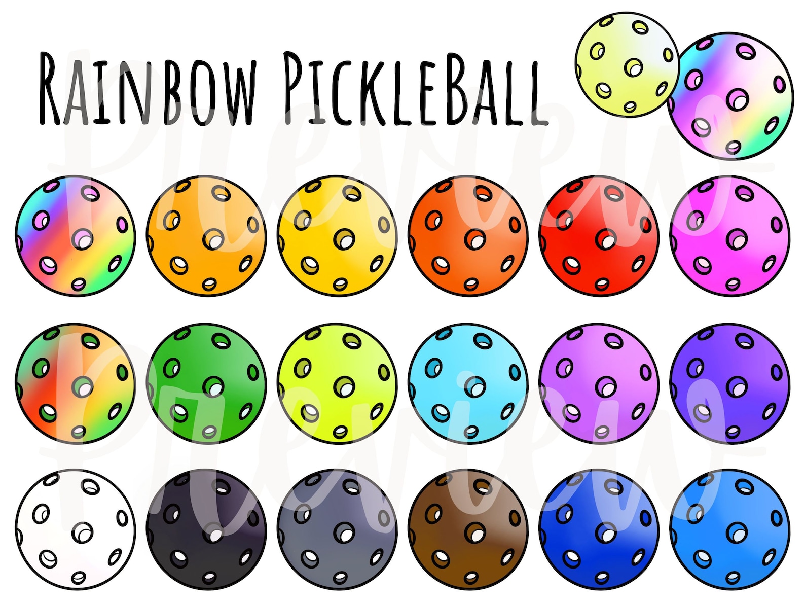 Pickleball Clip Art Bundle for Commercial Use in a Greater Design ...