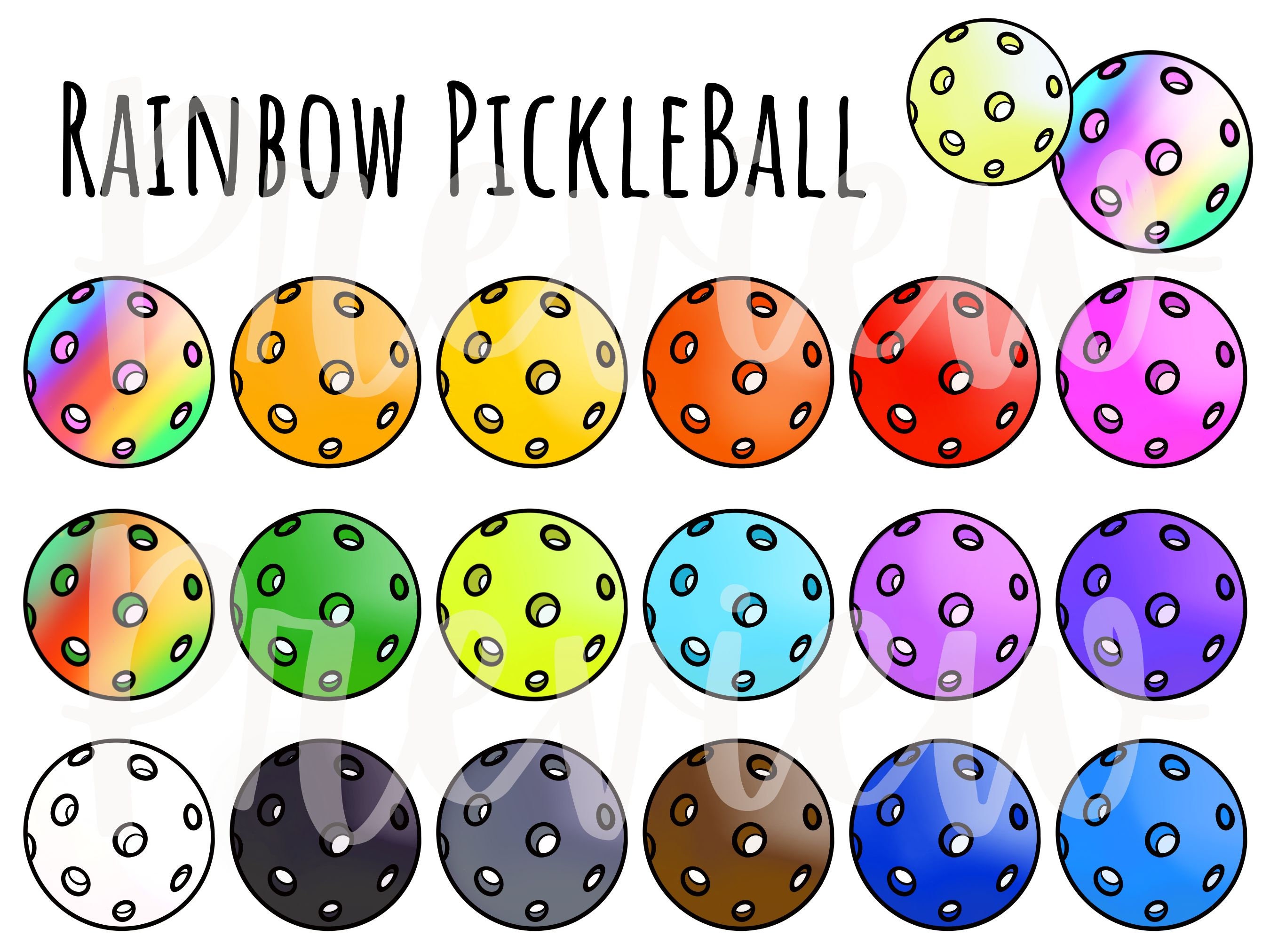 Rainbow Pickleball Clip Art Mega Bundle for Commercial Use - Paddles ...