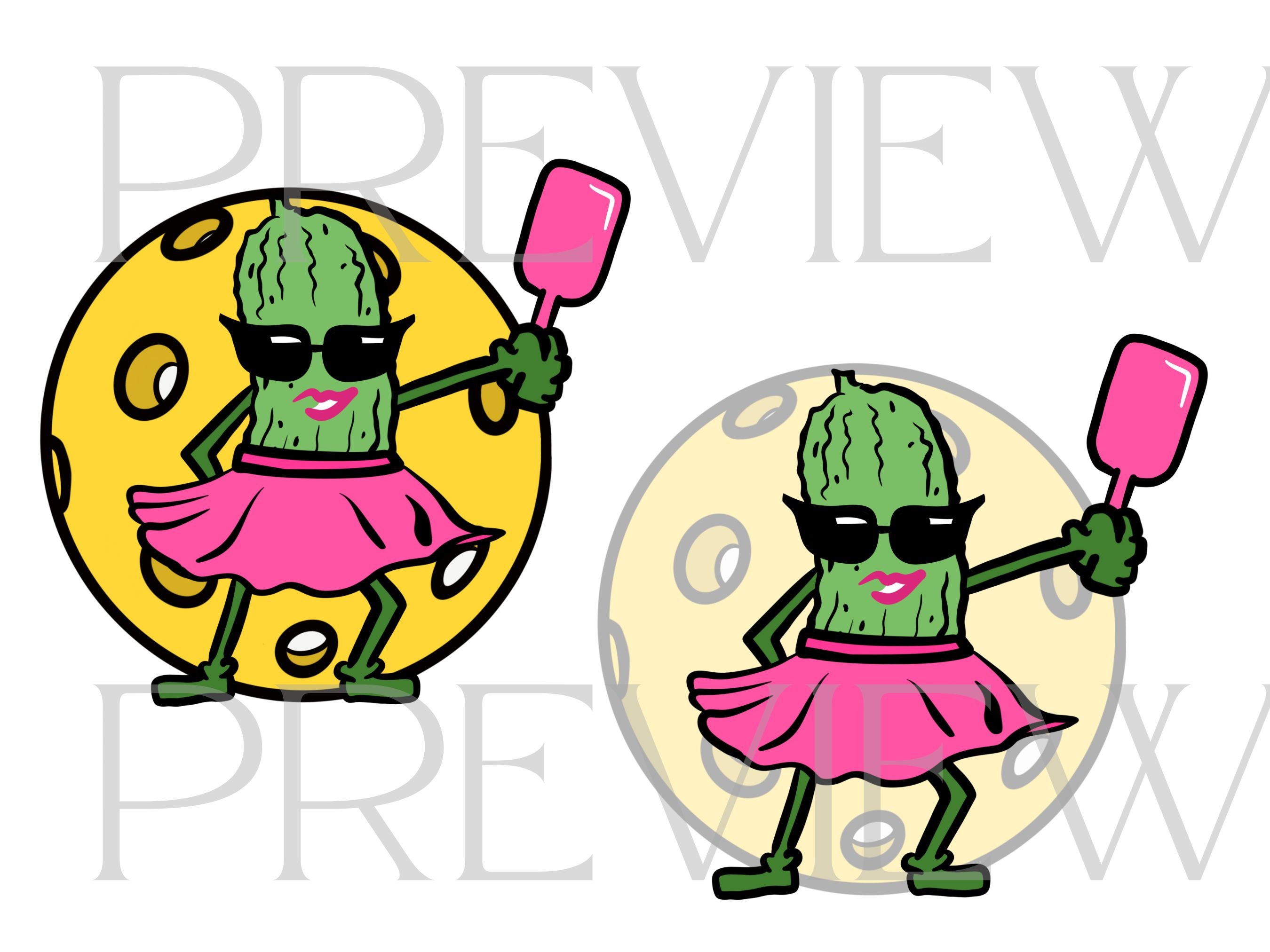 Pickle Playing Pickleball Clip Art Pack With Feminine Pickle Player in ...
