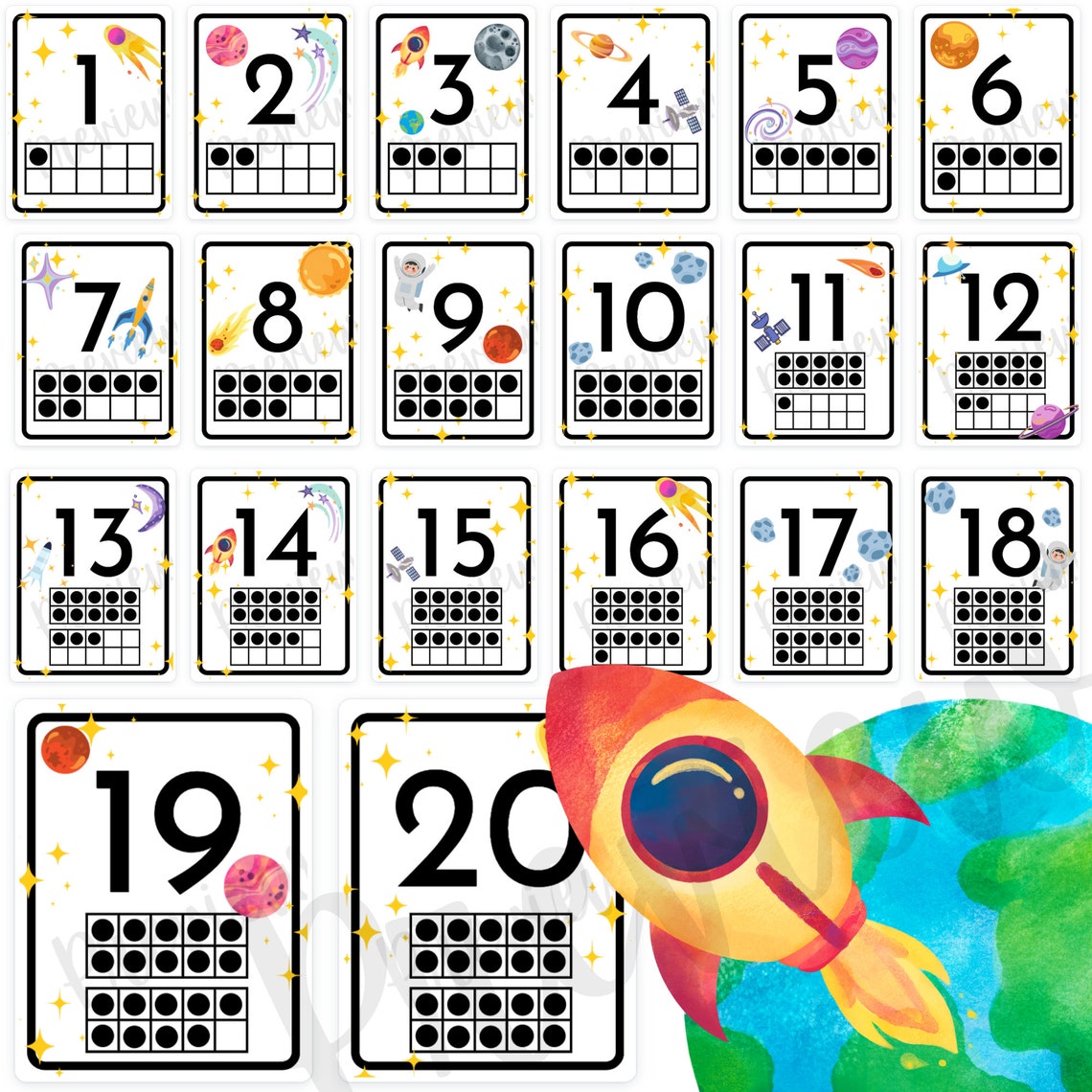 Outer Space Numbers With Ten Frames for Classroom Decor With Space ...