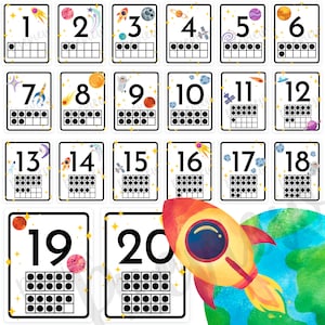 Outer Space Numbers With Ten Frames for Classroom Decor With Space ...