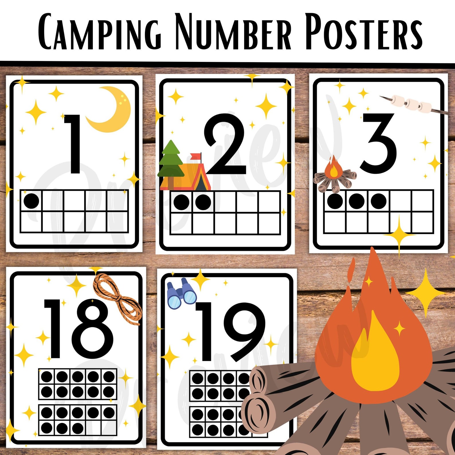 Camping Numbers With Ten Frames for Classroom Decor With Camp Number ...