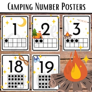 Camping Numbers With Ten Frames for Classroom Decor With Camp Number ...