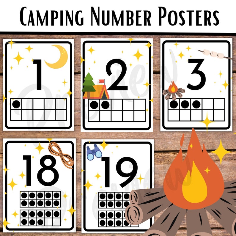 Camping Numbers With Ten Frames for Classroom Decor With Camp Number ...