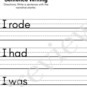 Printable Writing Worksheets With Narrative Sentences I Went I Had I ...