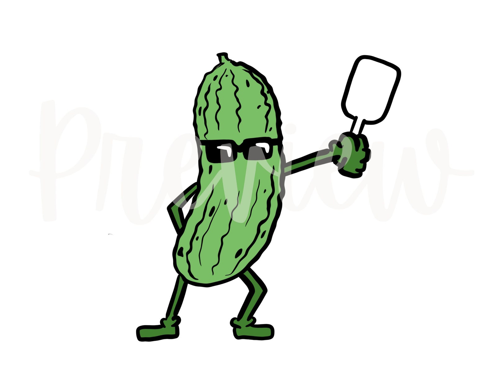 Cool Pickle Clip Art With Pickleball Ball and Paddle for Commercial Use ...