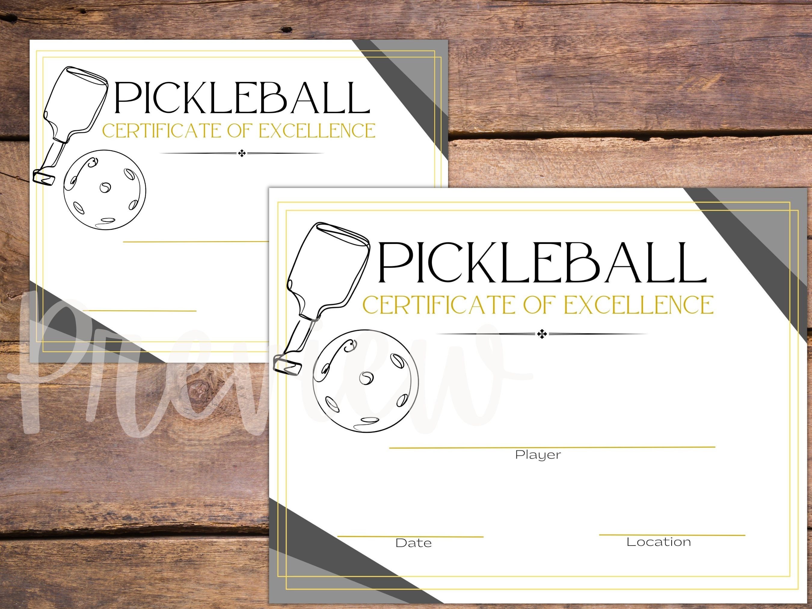 Pickleball Award Certificate of Excellence: A Fancy Award Style With ...