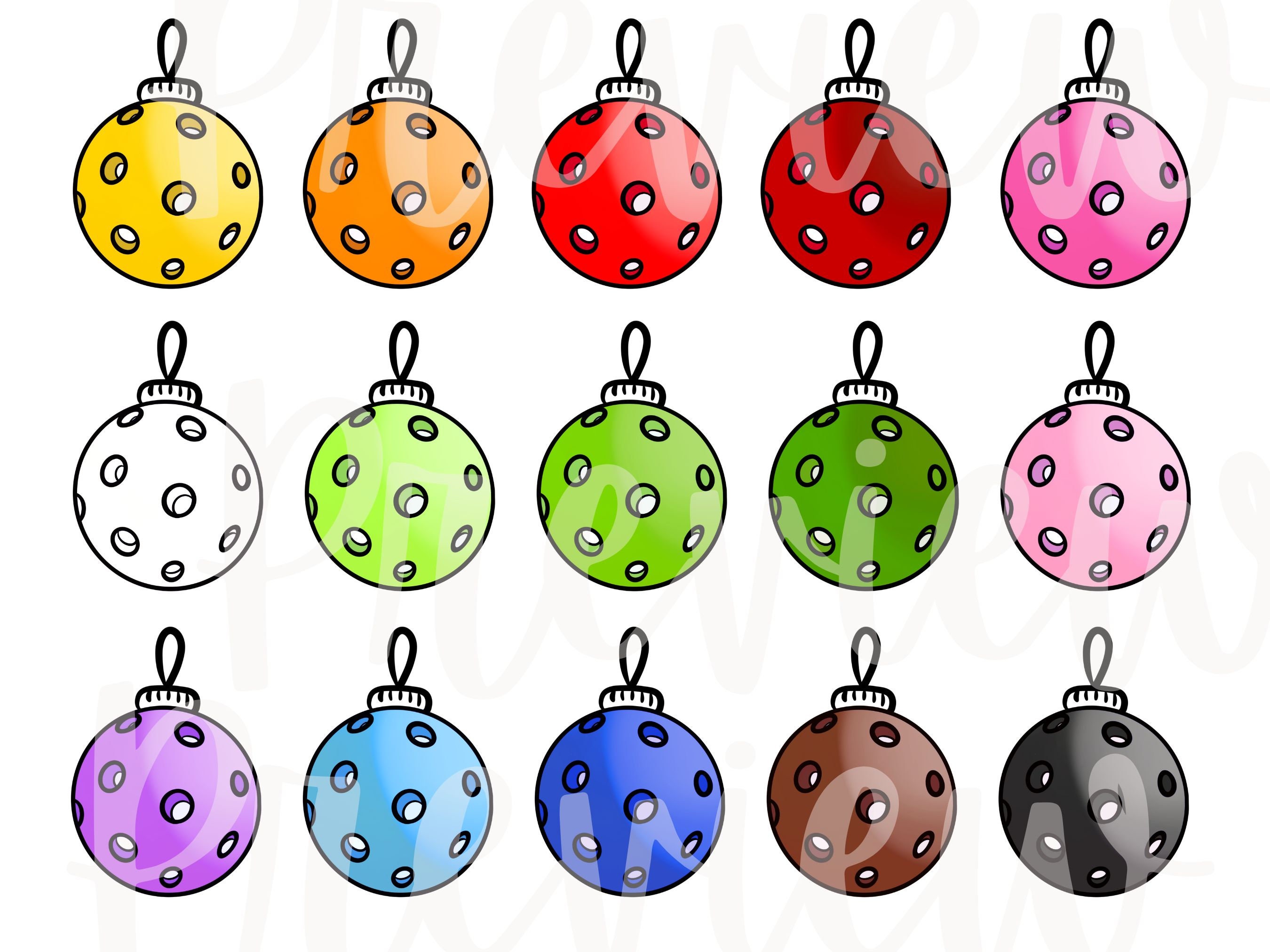 Christmas Pickleball Ornaments and Santa Hats Clip Art Bundle for ...
