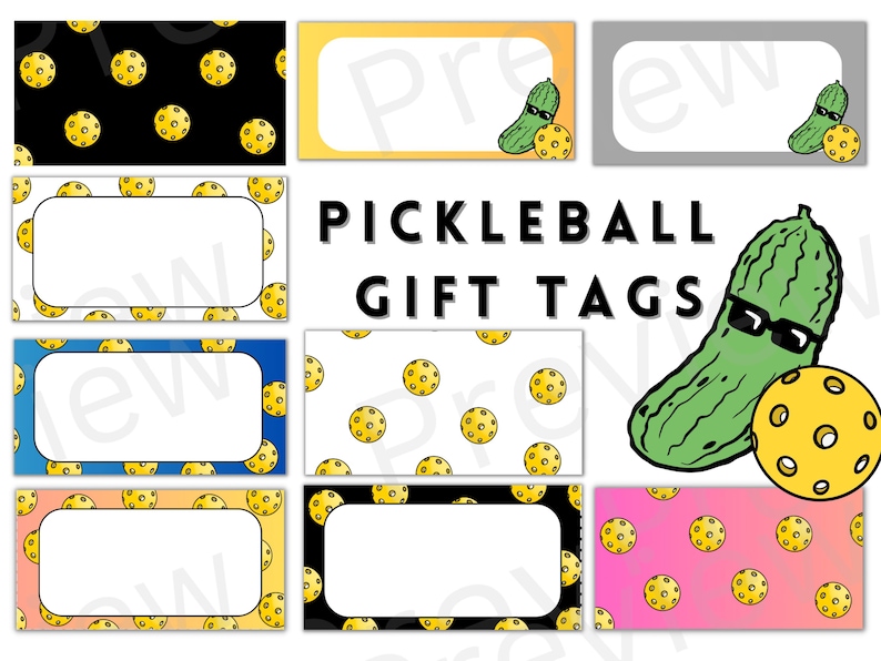 Pickleball Gift Tags With Colorful Options Download Print and Cut Out ...