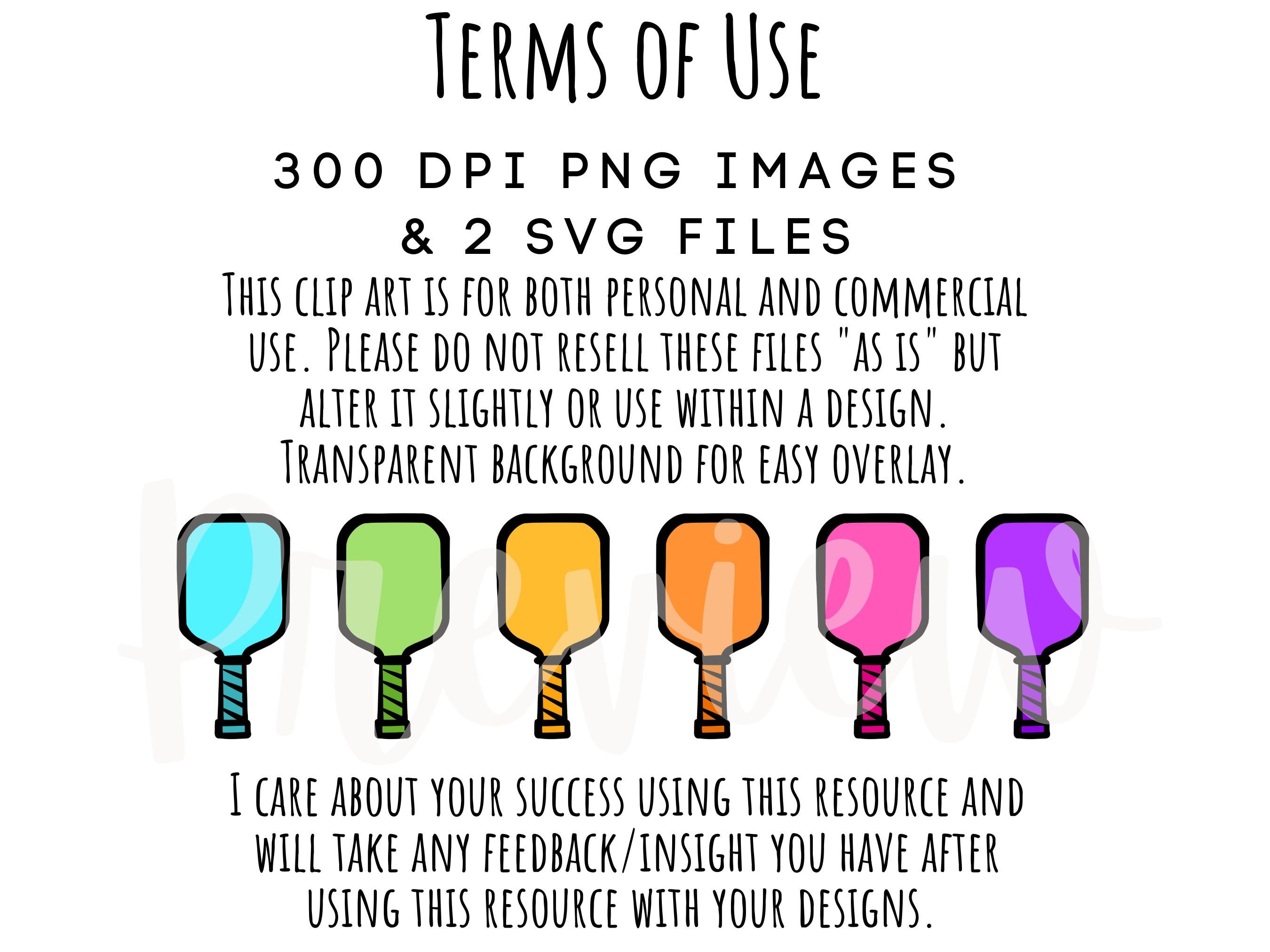 Pickleball Clip Art PNG Files for Commercial Use in a Greater Design ...