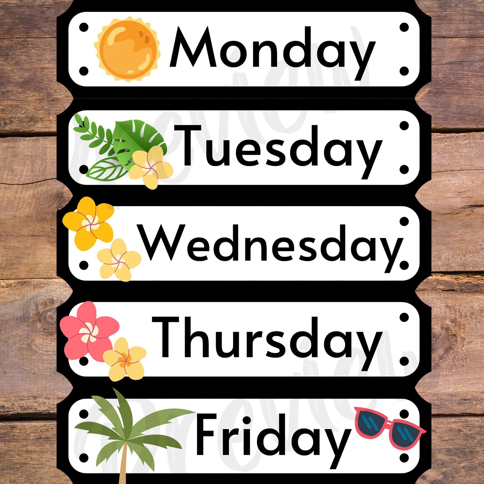 Hawaiian Classroom Decor With Days of the Week Hawaii Luau Class Theme ...