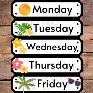 Hawaiian Classroom Decor Days of the Week Hawaii Numbers Schedule Cards ...