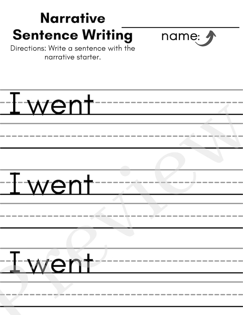 Printable Writing Worksheets With Narrative Sentences I Went I Had I ...