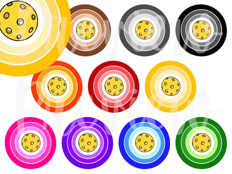 Rainbow Pickleball Clip Art PNG and JPEG Files for Commercial Use in a ...