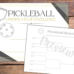 Pickleball Scoresheet Bracket and Award Bundle With Certificate for a ...