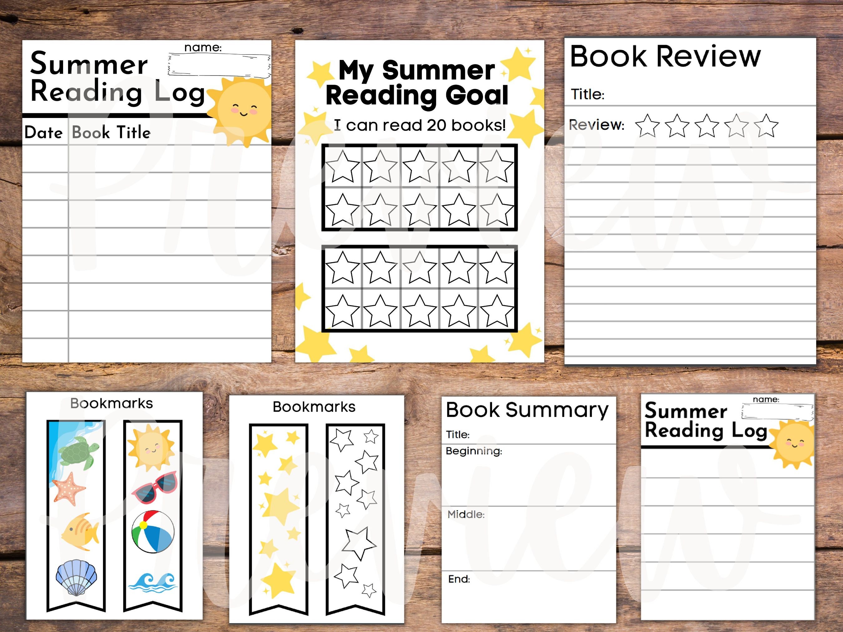 Kids Summer Reading Journal Log and Goal Setting for Parents and ...
