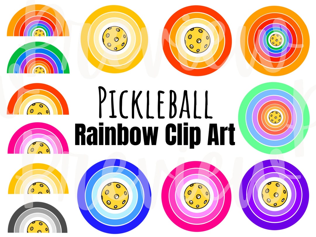 Rainbow Pickleball Clip Art PNG and JPEG Files for Commercial Use in a ...
