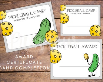 Pickleball Award or Certificate With Pickleballs and Pickle Players for ...