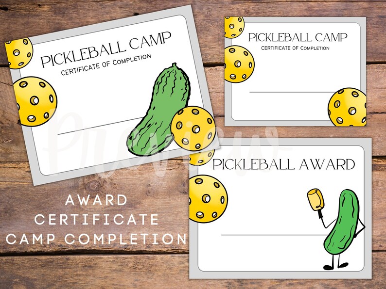 Pickleball Award or Certificate With Pickleballs and Pickle Players for ...