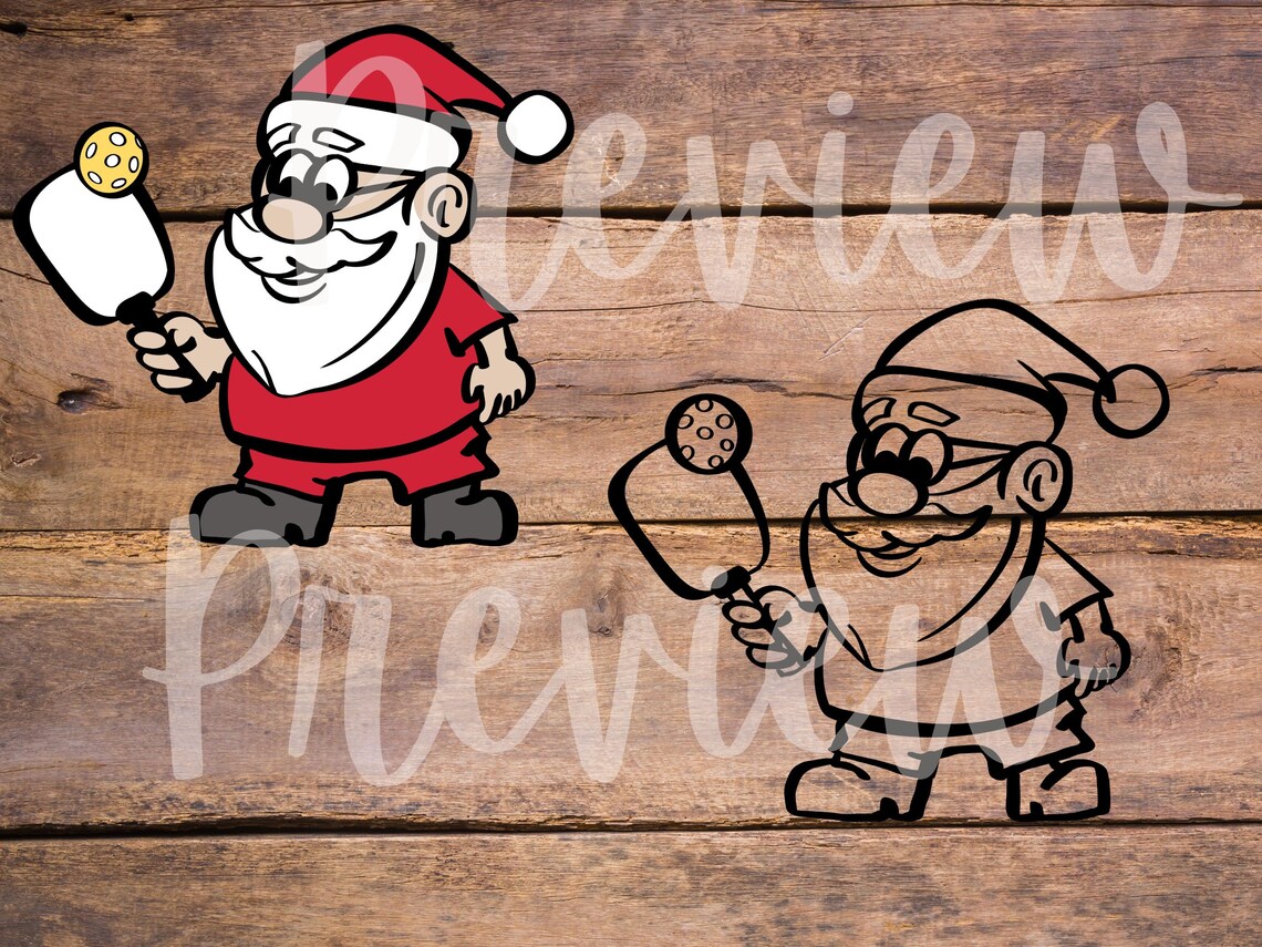 Funny Pickleball Clip Art of Santa Playing Pickleball With a Paddle and ...