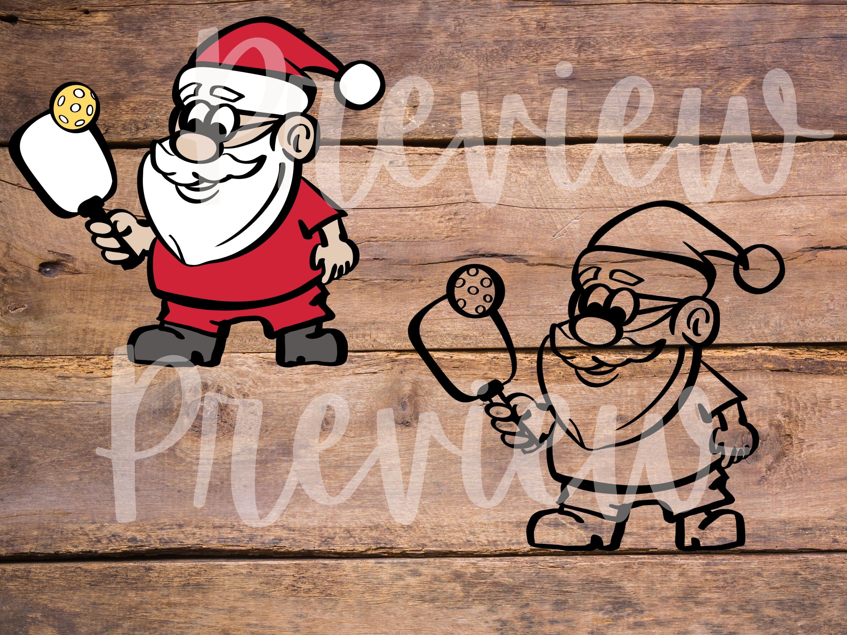 Funny Pickleball Clip Art of Santa Playing Pickleball With a Paddle and ...