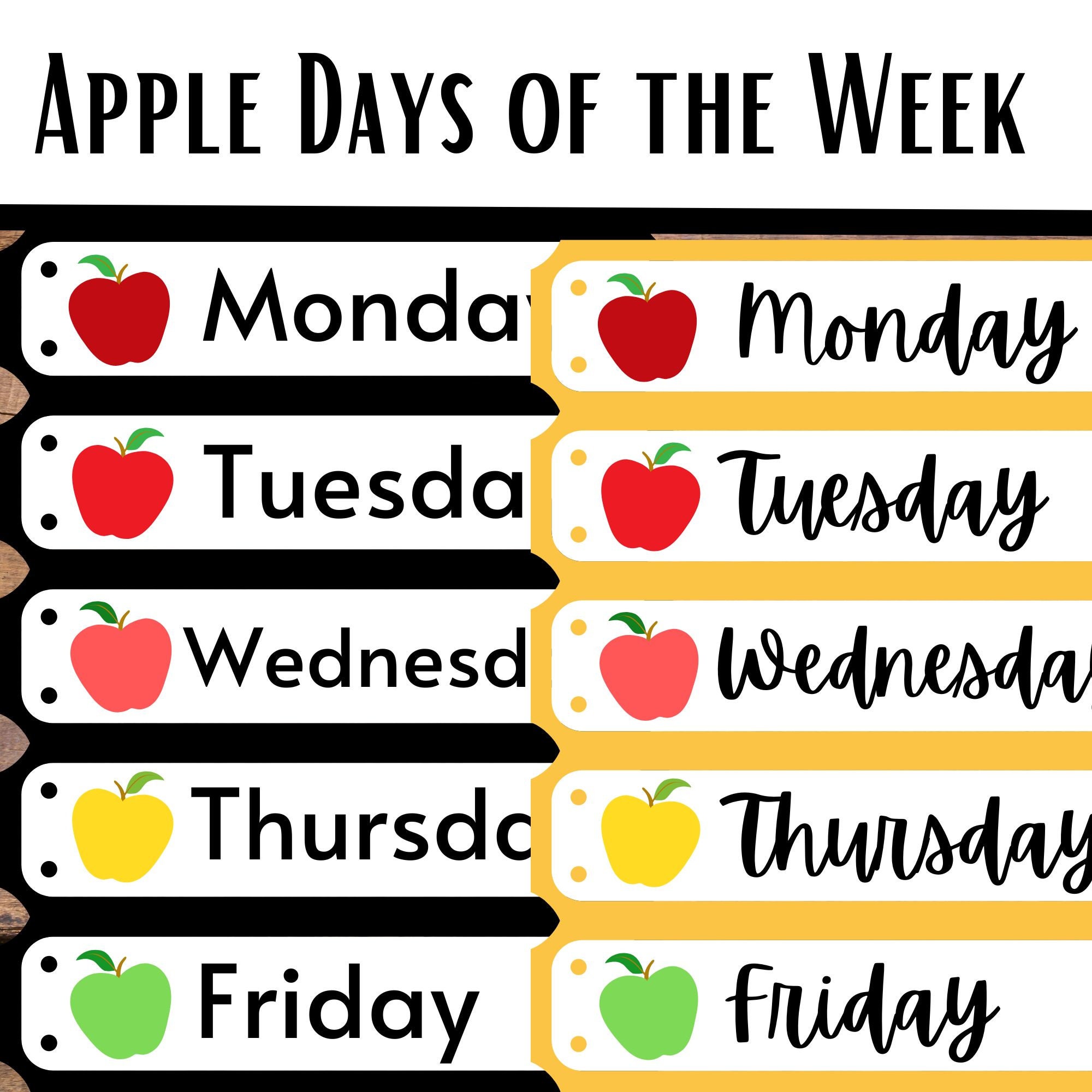 Printable Apple Classroom Decor With Apple Numbers, Days of the Week ...